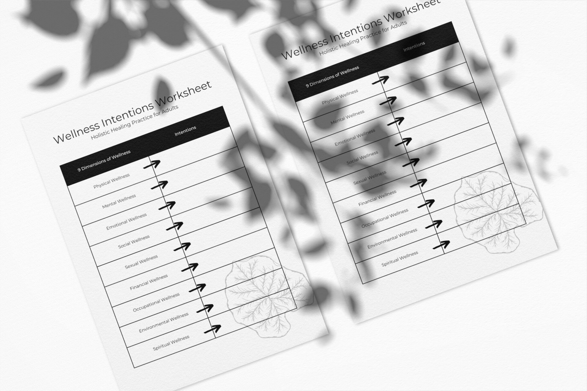 Wellness Intentions Worksheet Holistic Healing Practice for Adults ...