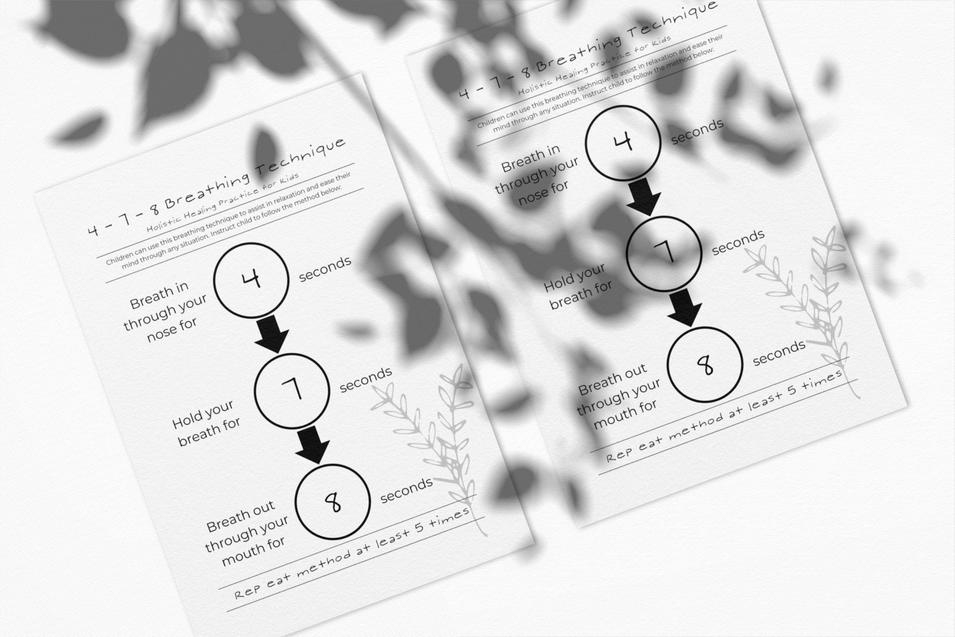 4-7-8 Breathing Technique - Kids Handout, Calming, Self Care, Self Love ...