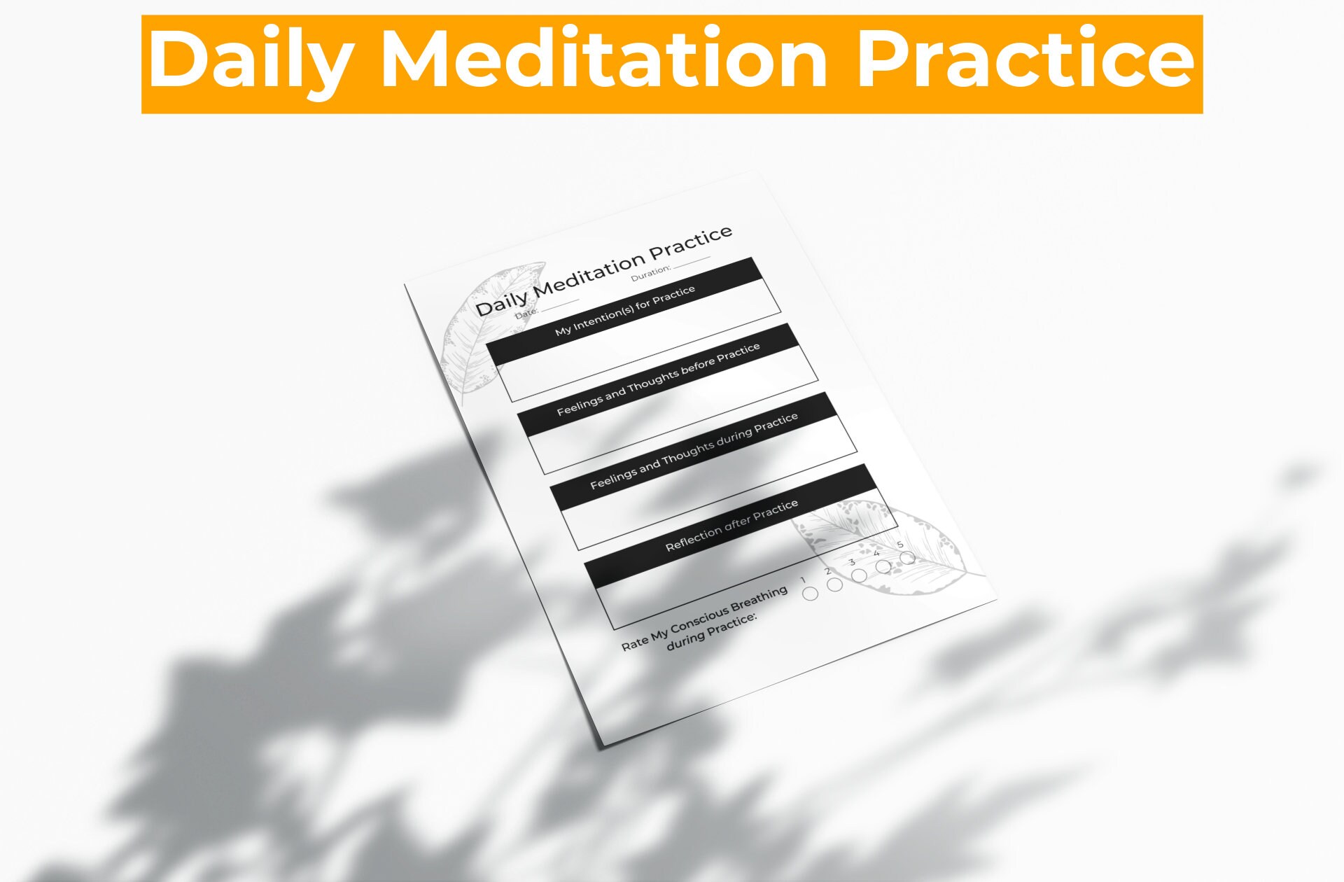 Daily Meditation Practice Worksheet, Tracker, Mindfulness, Log, Class ...