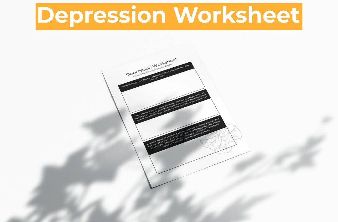 Depression Worksheet Holistic Healing Practice for Adults - Anxiety ...