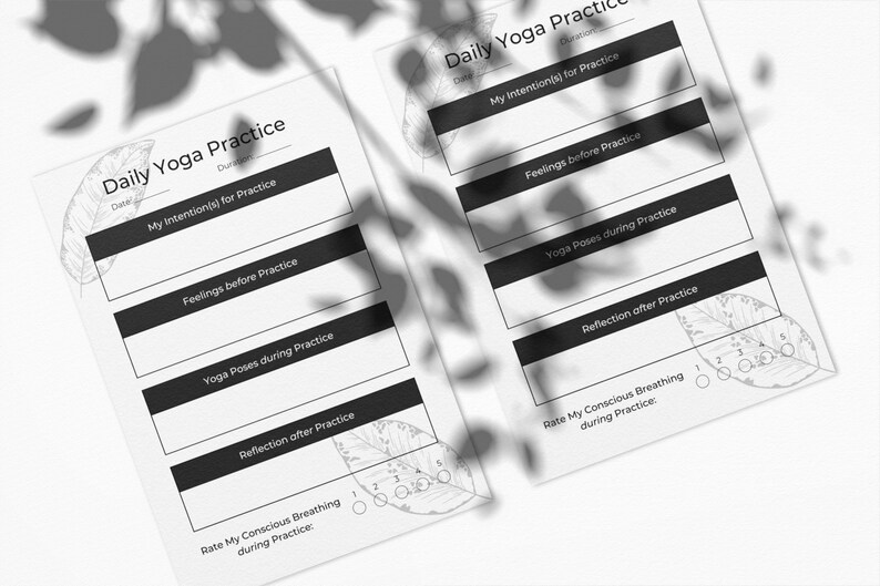 Daily Yoga Practice - Worksheet, Planner, Journal, Wellness, Class ...