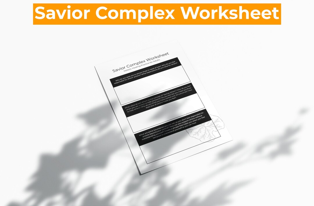 Savior Complex Worksheet Holistic Healing Practice for Adults - Therapy ...
