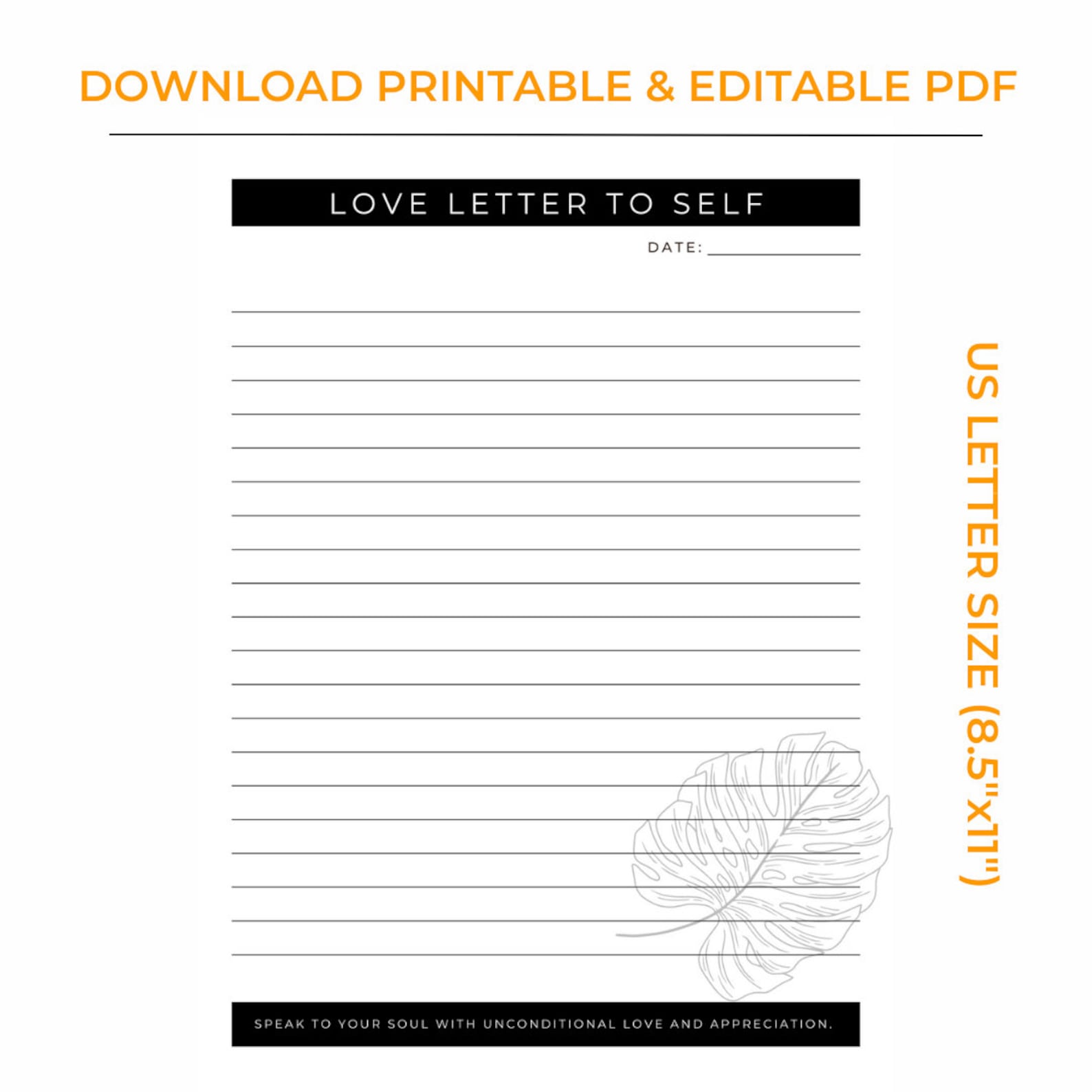 Love Letter to Self - Template, Self Care, Self Love, Self Empowerment ...