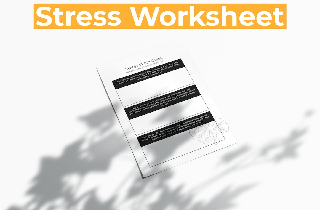 Stress Worksheet Holistic Healing Practice for Adults - Thoughts, Worry ...