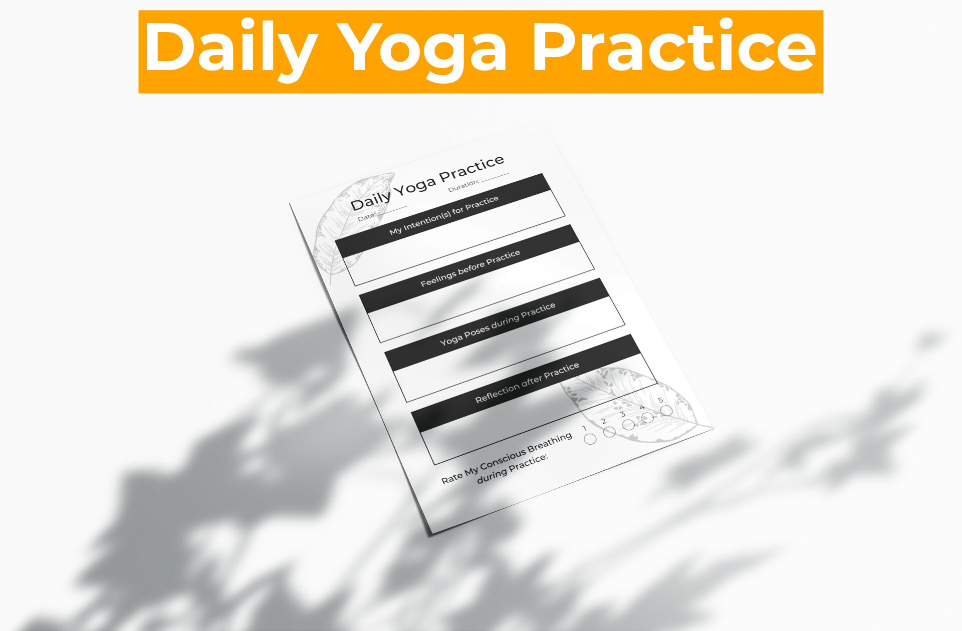 Daily Yoga Practice - Worksheet, Planner, Journal, Wellness, Class ...