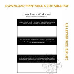 Inner Peace Worksheet Holistic Healing Practice for Adults - Feeling ...