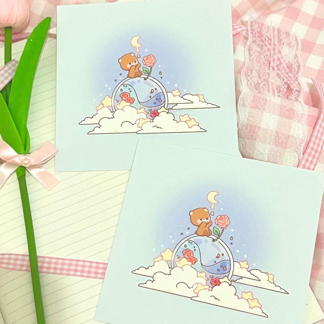 Glass Planet | Square Art Prints| Kawaii Wall Decor| Small 4"x4" Cute ...
