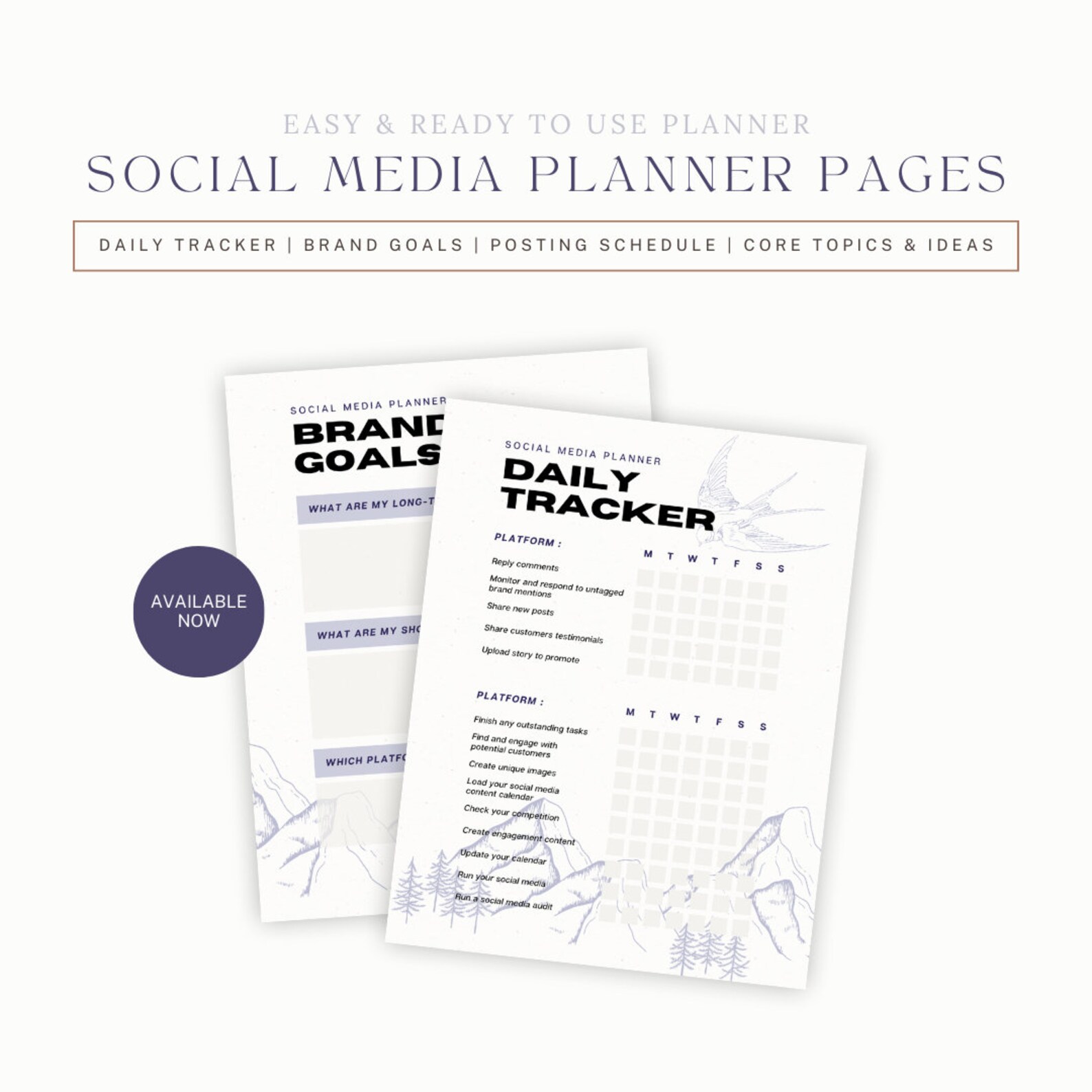 Social Media Planner Printable, Content Planner for Instagram, Youtube ...