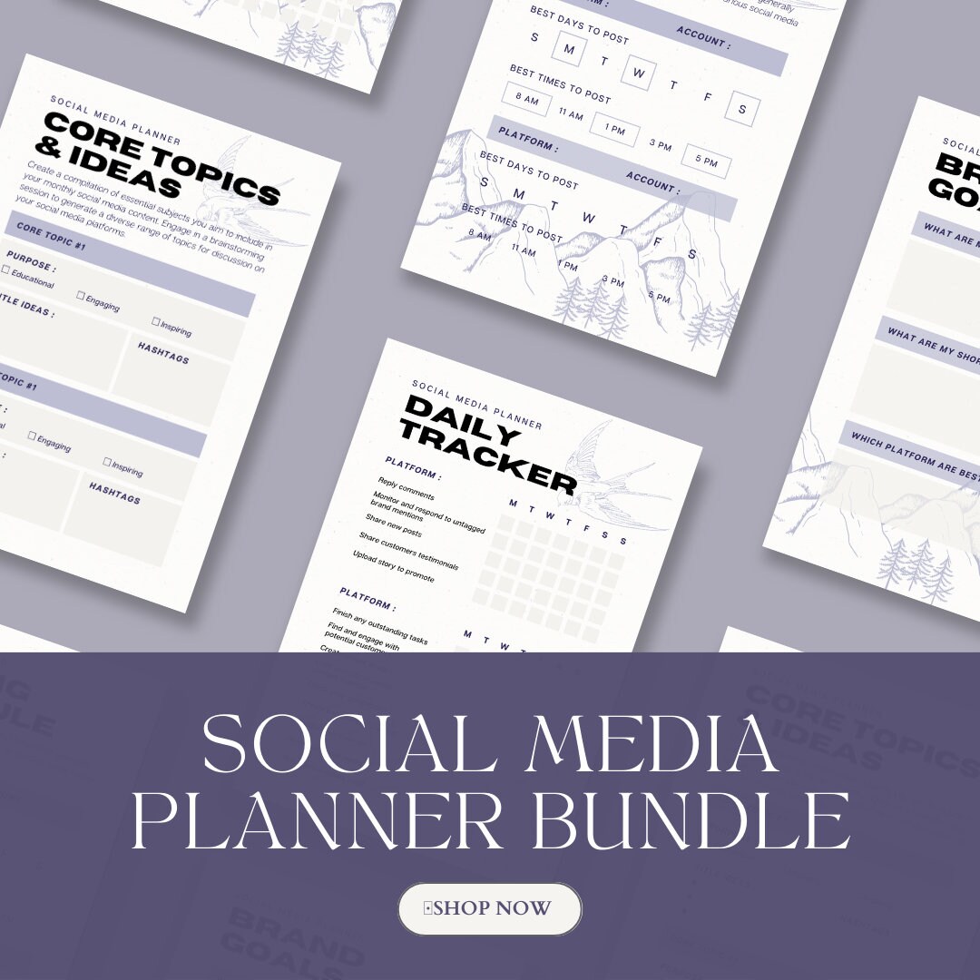 Social Media Planner Printable, Content Planner for Instagram, Youtube ...