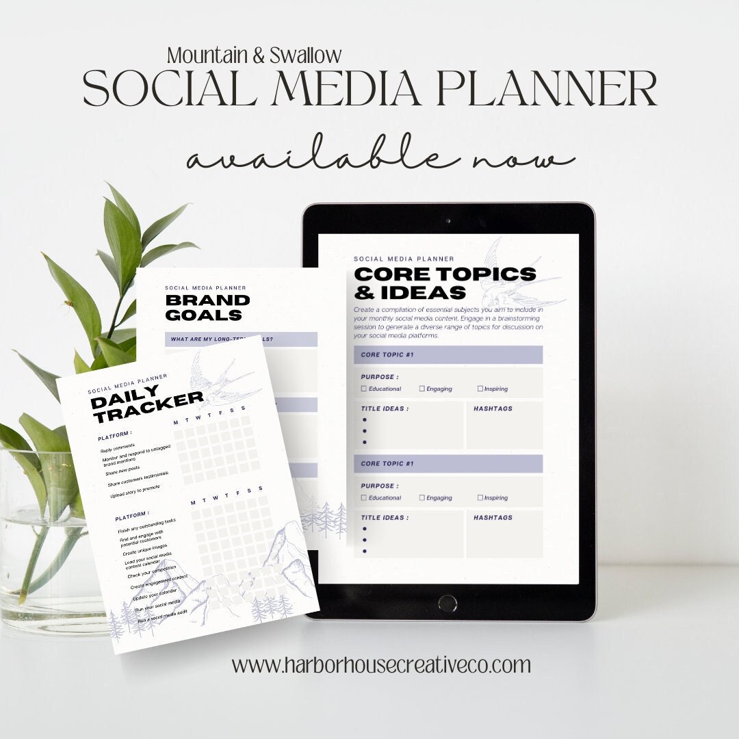 Social Media Planner Printable, Content Planner for Instagram, Youtube ...