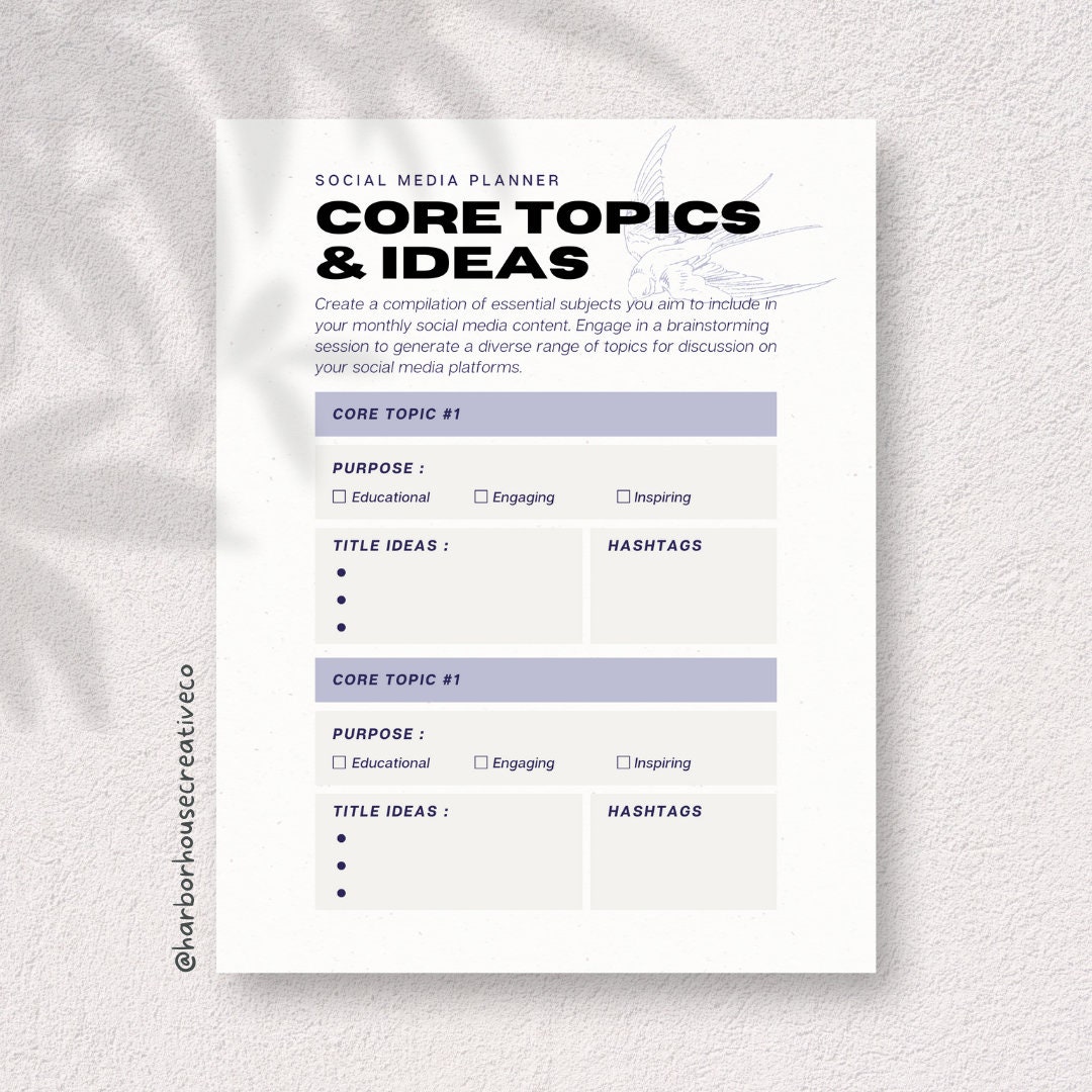 Social Media Planner Printable, Content Planner for Instagram, Youtube ...