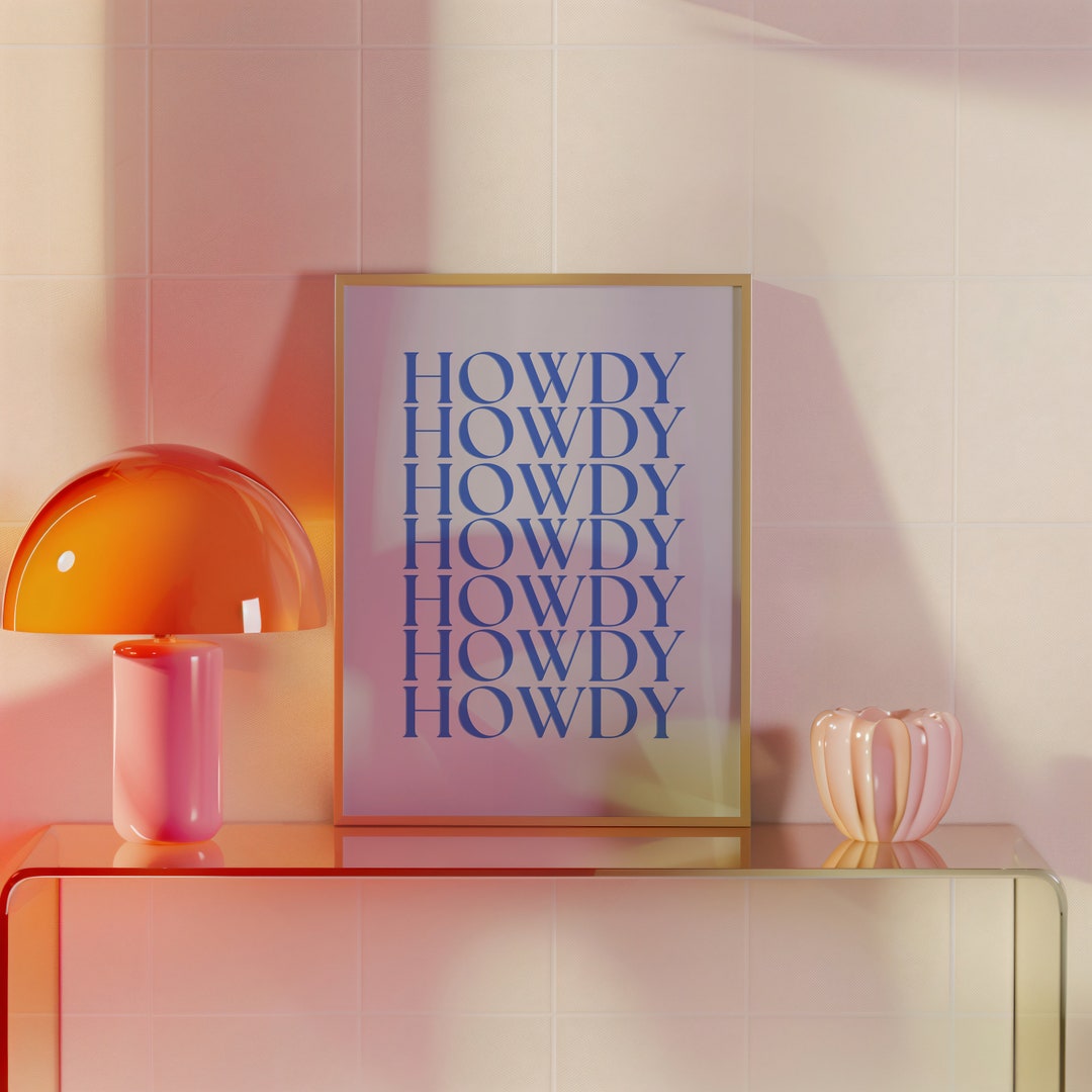 Blue Howdy Digital Wall Art - Trendy Aesthetic Room Dorm Wall Art Print ...