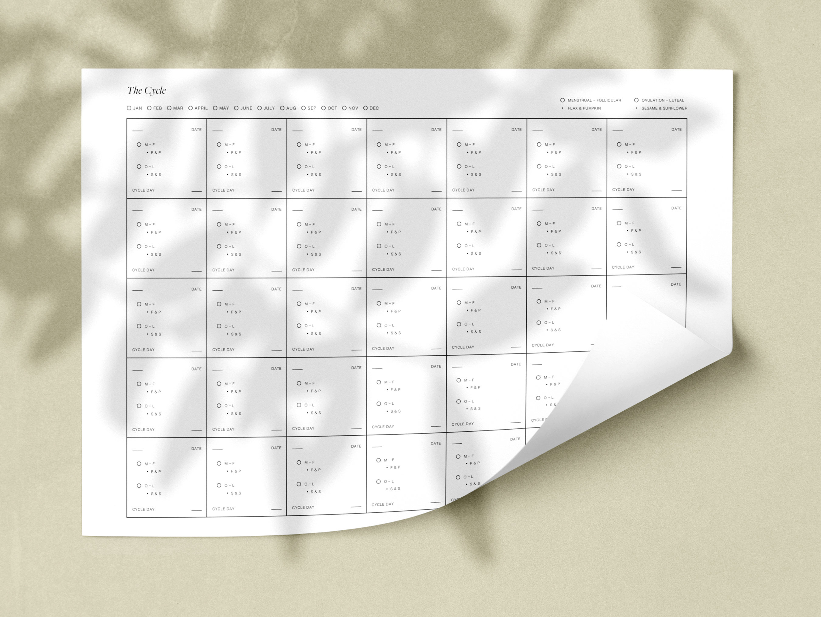 Printable Seed Cycling Calendar Menstrual Cycle Tracking Dateless Clean ...