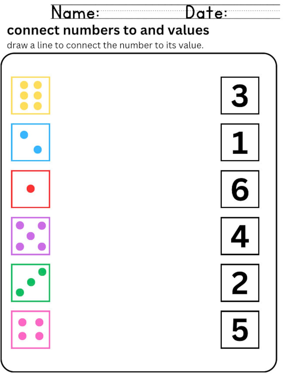Learning Numbers 1-6 Fun Dice Printable Worksheets for Preschool and ...