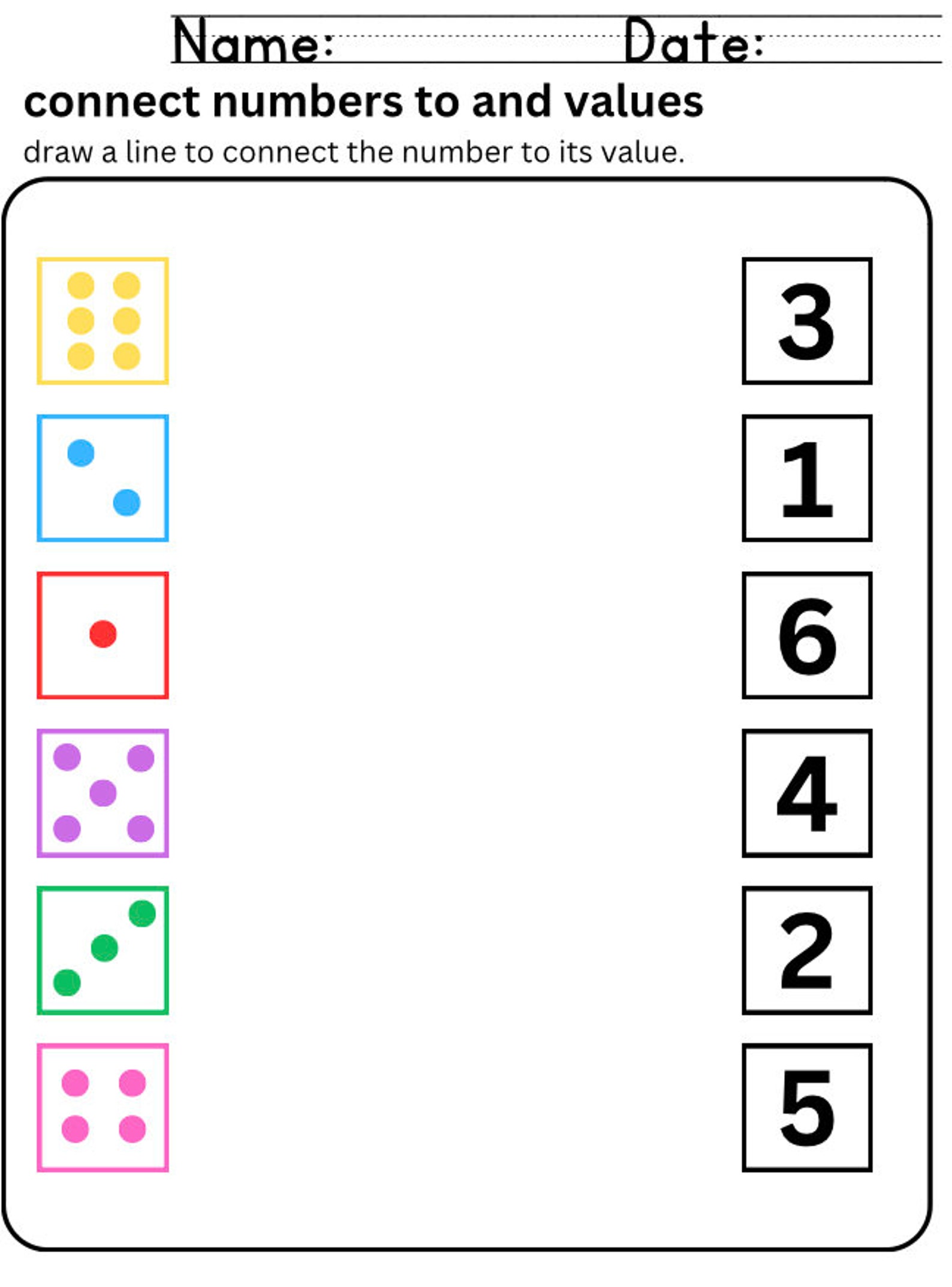 Learning Numbers 1-6 Fun Dice Printable Worksheets for Preschool and ...