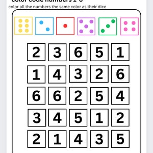 Learning Numbers 1-6 Fun Dice Printable Worksheets for Preschool and ...