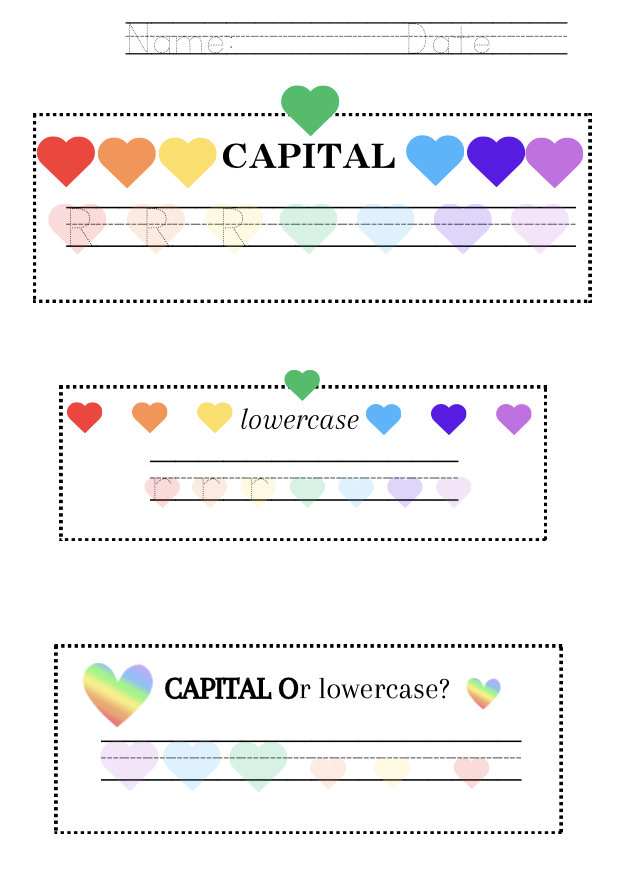 Letter Tracing Worksheet: Rainbow Colors, Preschool, Kindergarten ...