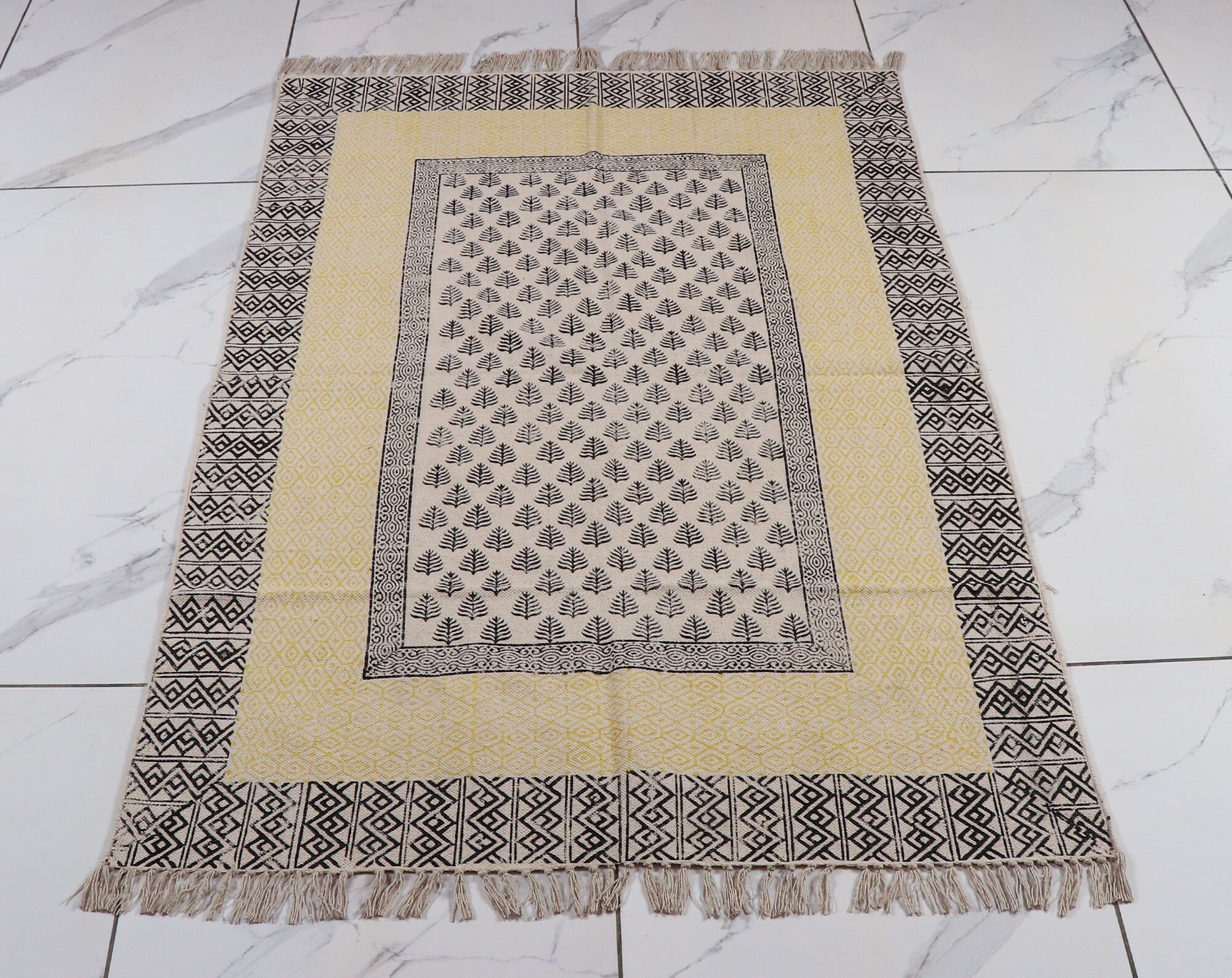 Hand Block Print Cotton Rug/ Garden/ Bedroom/ Turkish/ Dining - Etsy