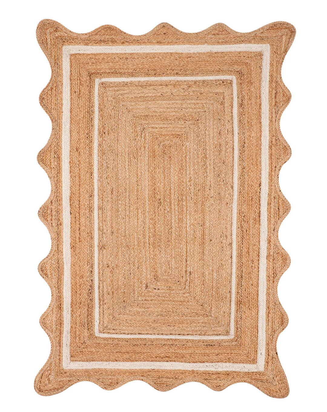 Handcrafted Jute Rug With Scalloped Edge – Natural Fiber Runner, Stair ...