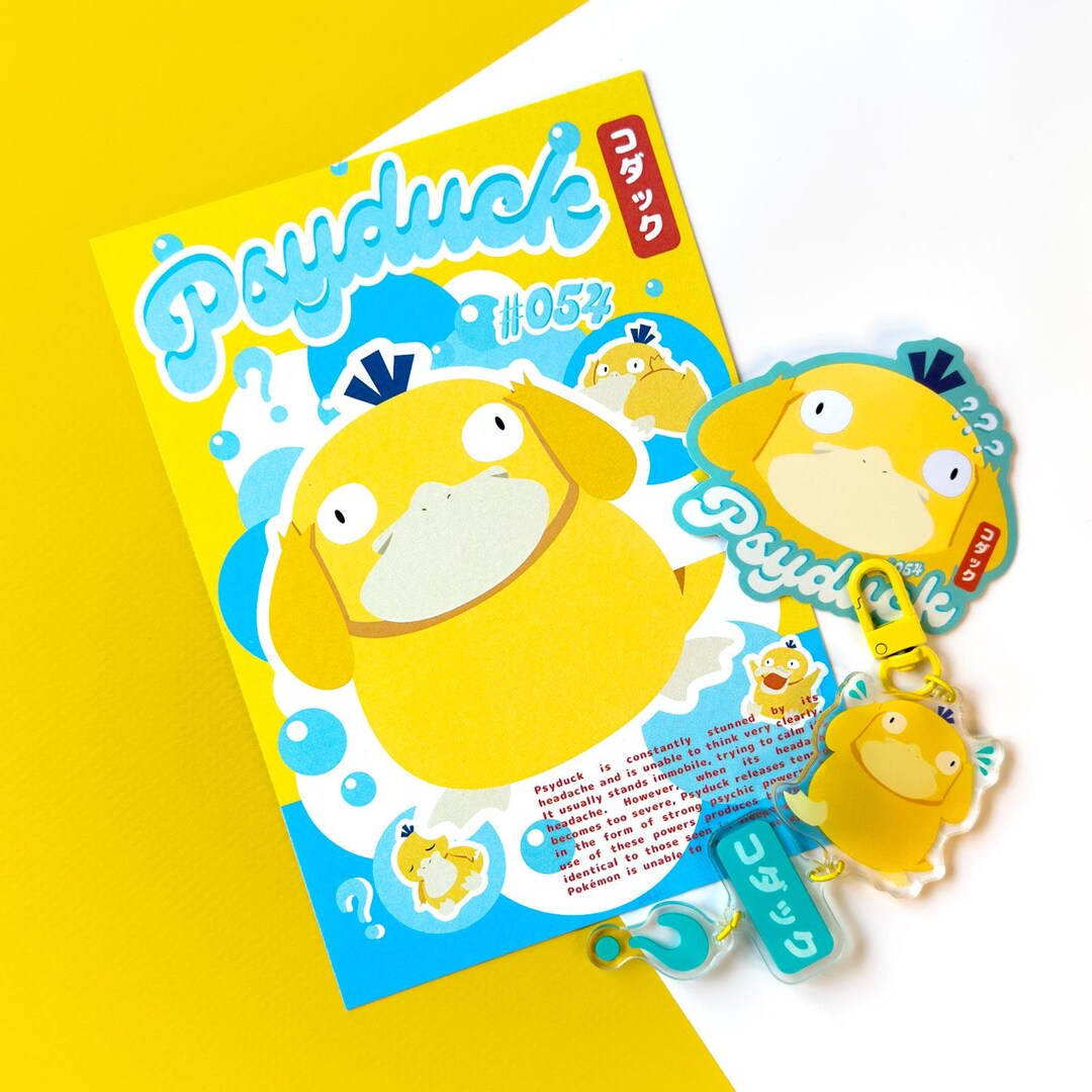 Duck Pokemon Bundle 5x7 Postcard Print, Keychain, Vinyl Sticker, Psyduck - Etsy