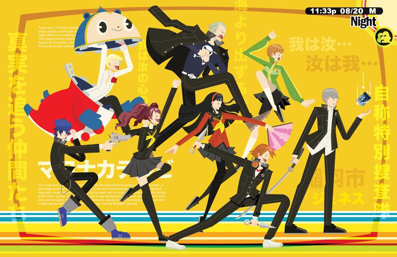 Persona 4 Investigation Team Art Digital Print Poster - Etsy