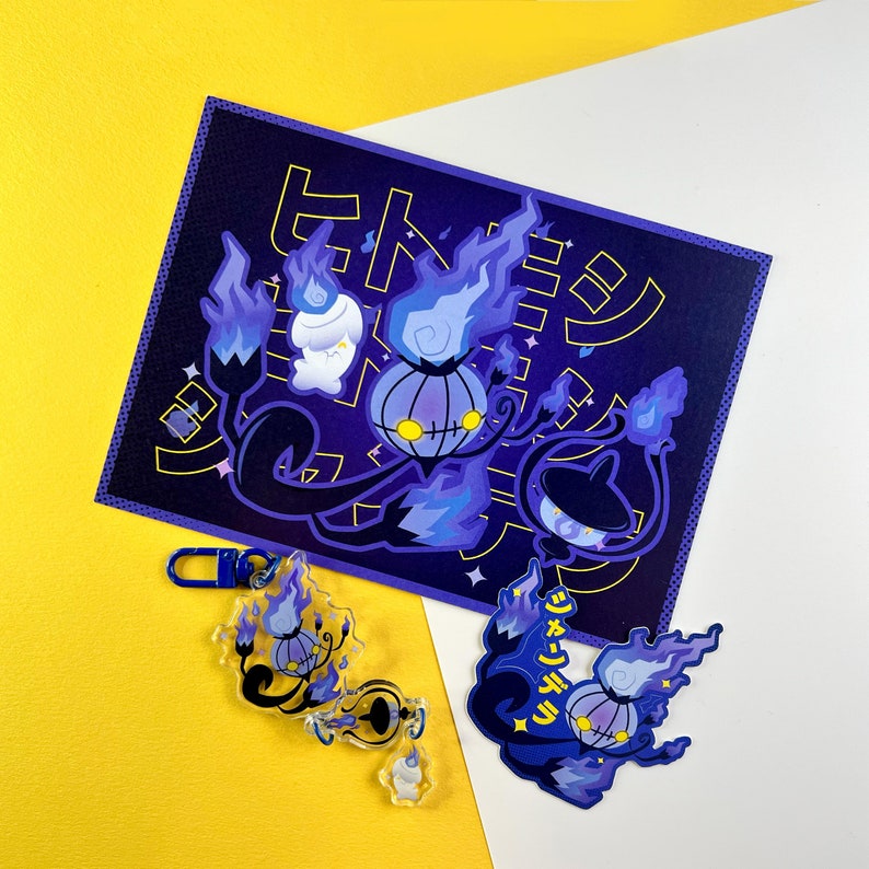 Ghost Pokemon Bundle 5x7 Postcard Print, Keychain, Vinyl Sticker ...