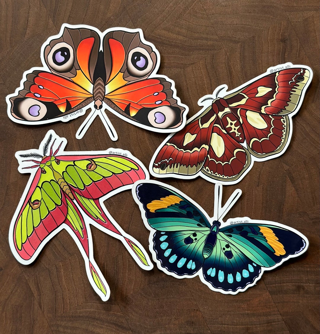 Moth Sticker Set 4 Stickers - Etsy