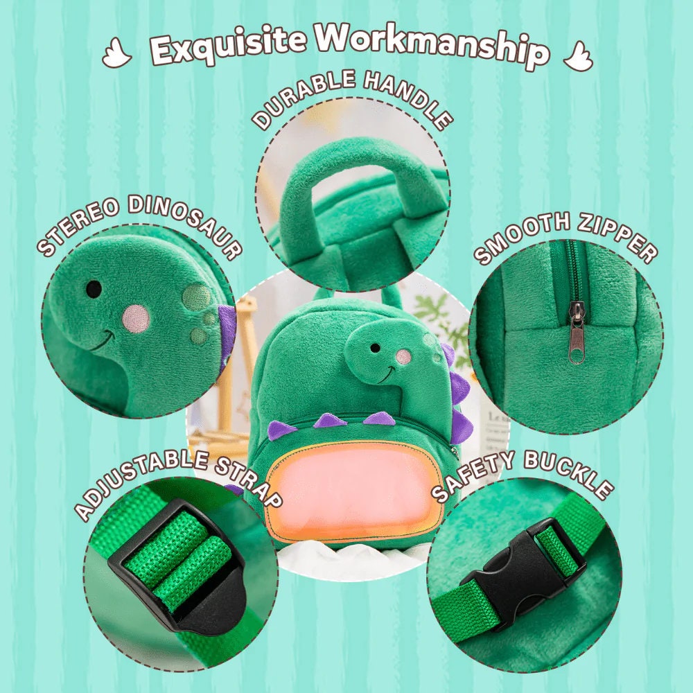 Personalized Plush Green Dinosaur Backpack Customized Baby - Etsy