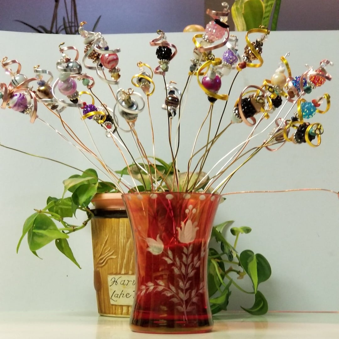 Twisted Gem Plant Pals: Beaded Plant Decor (set of 2), Randomly Chosen ...