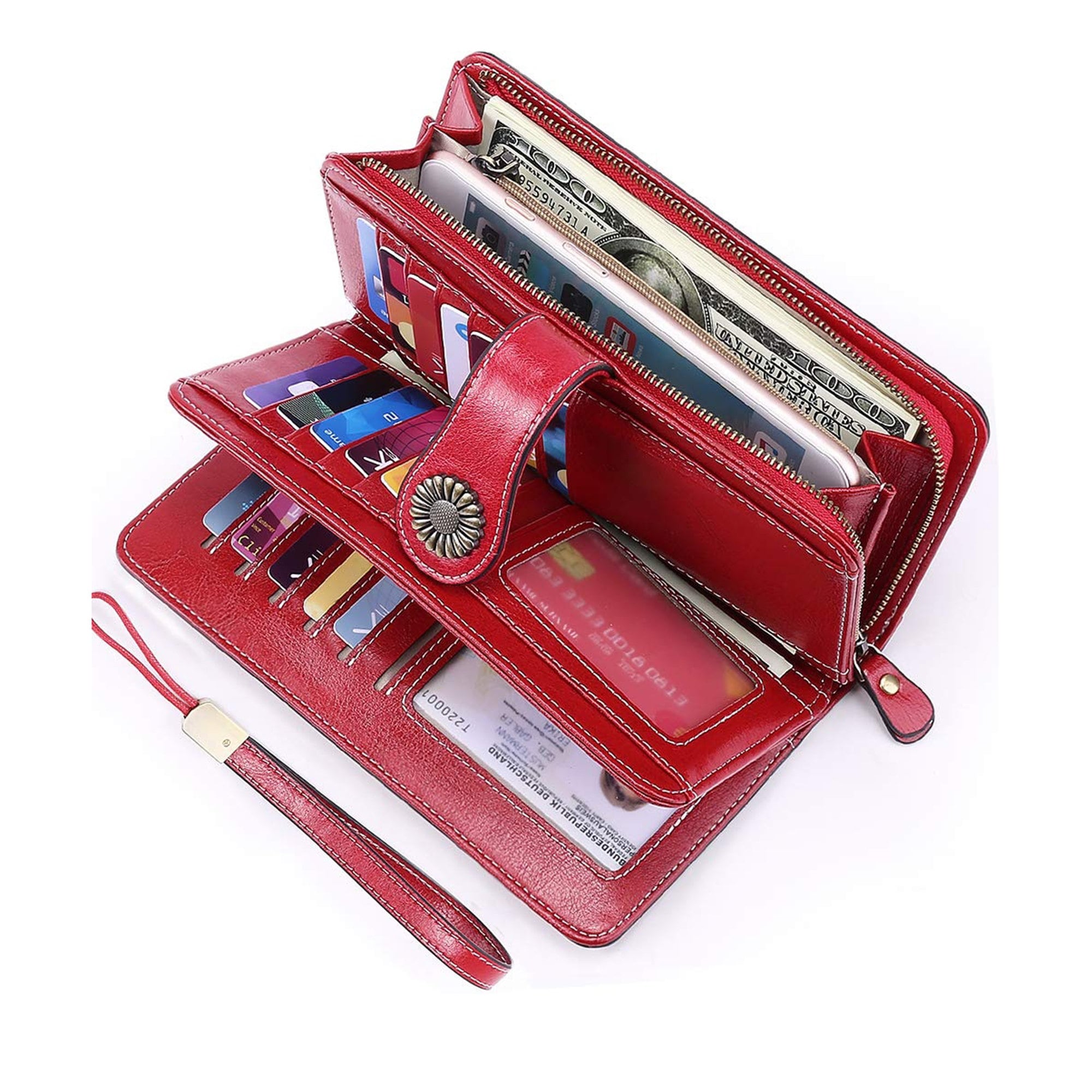 Portefeuilles en cuir véritable bloquant RFID de grande capacité pour ...