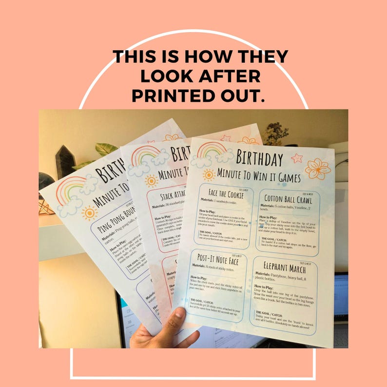 Minute to Win It Printable Birthday Party Games for Kids & Tweens Party ...