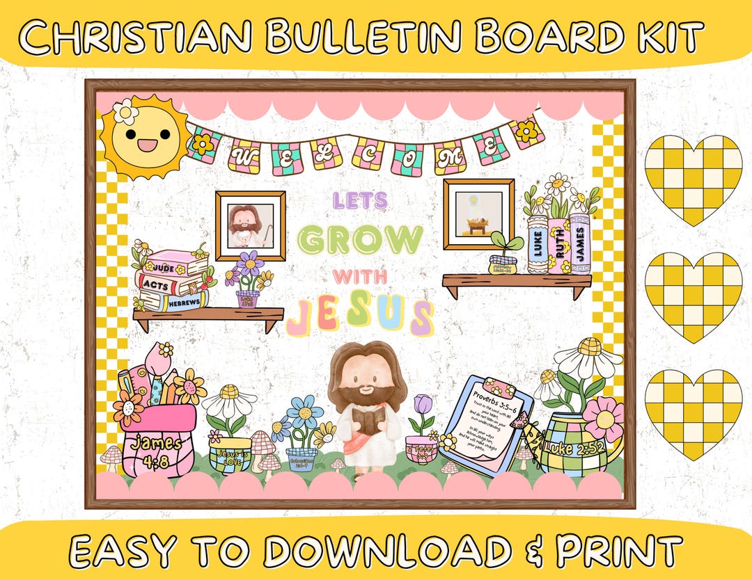 Christian Back to School Bulletin Board Kit: Jesus Theme (digital ...
