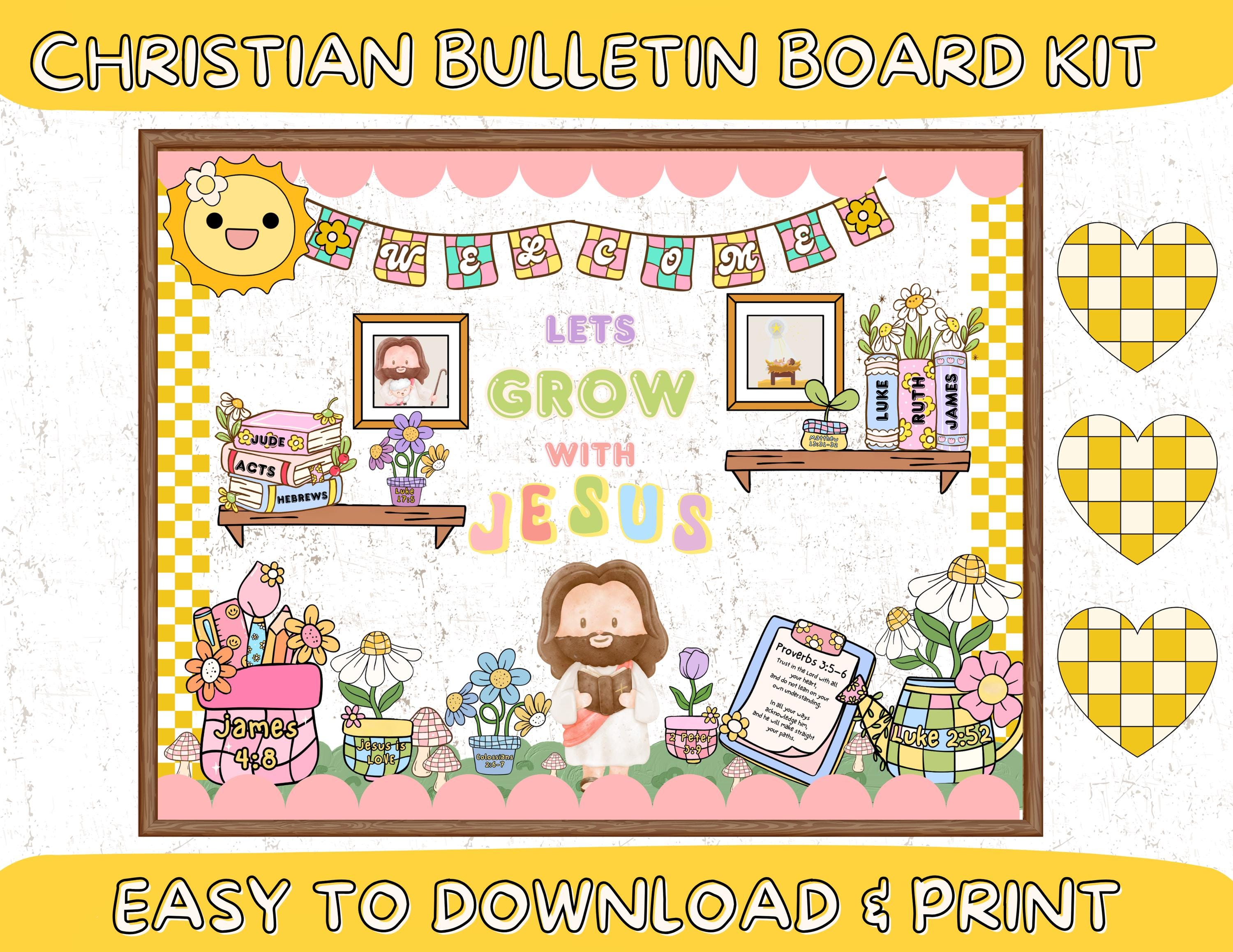 Christian Back to School Bulletin Board Kit: Jesus Theme (digital ...