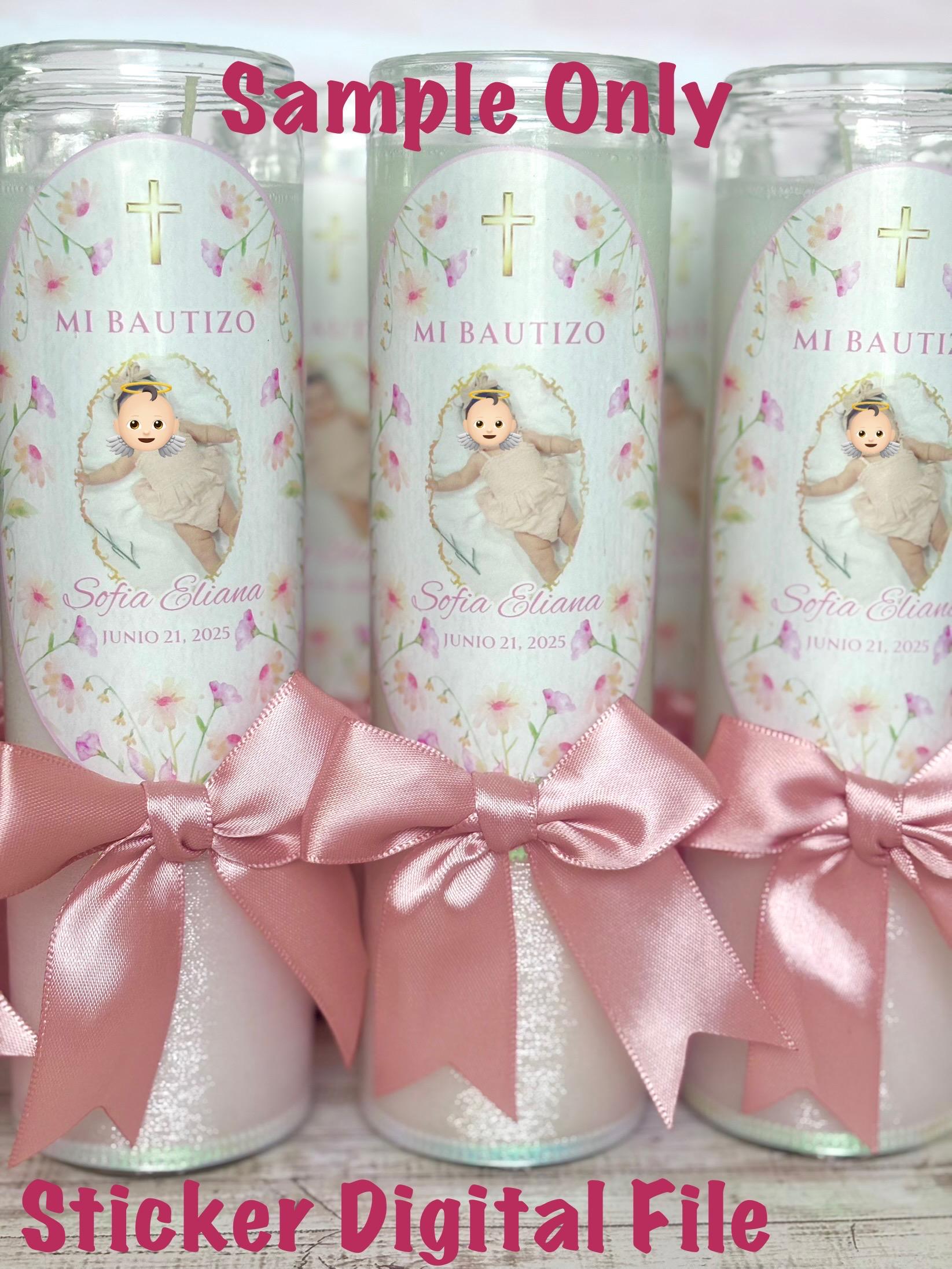 Mi Bautizo Baptism Photo Candle Label, Editable, Printable, Edit ...