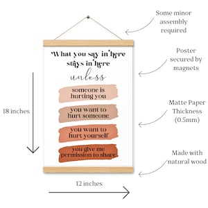 Confidentiality Poster Sign, Boho Confidentiality Wall Art, Therapist ...