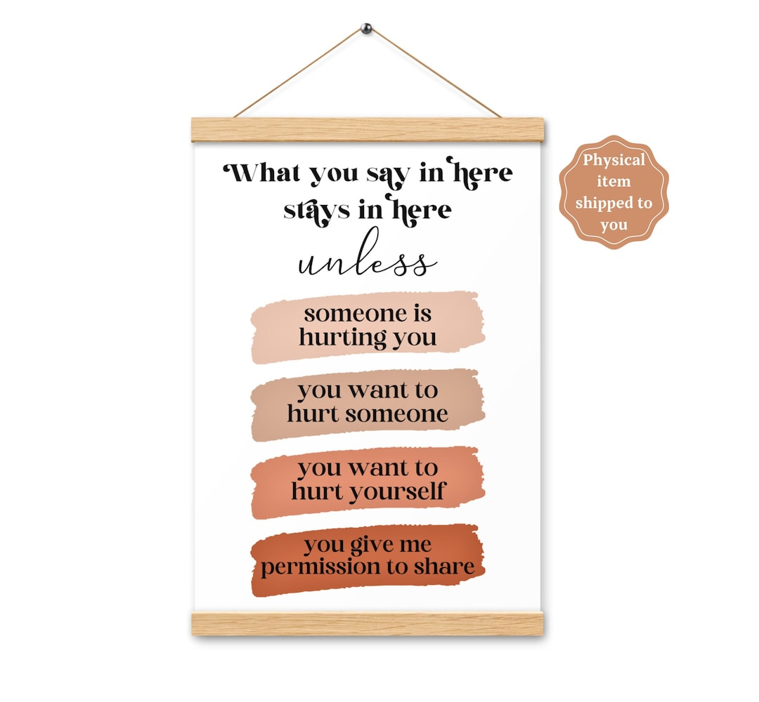 Confidentiality Poster Sign, Boho Confidentiality Wall Art, Therapist ...