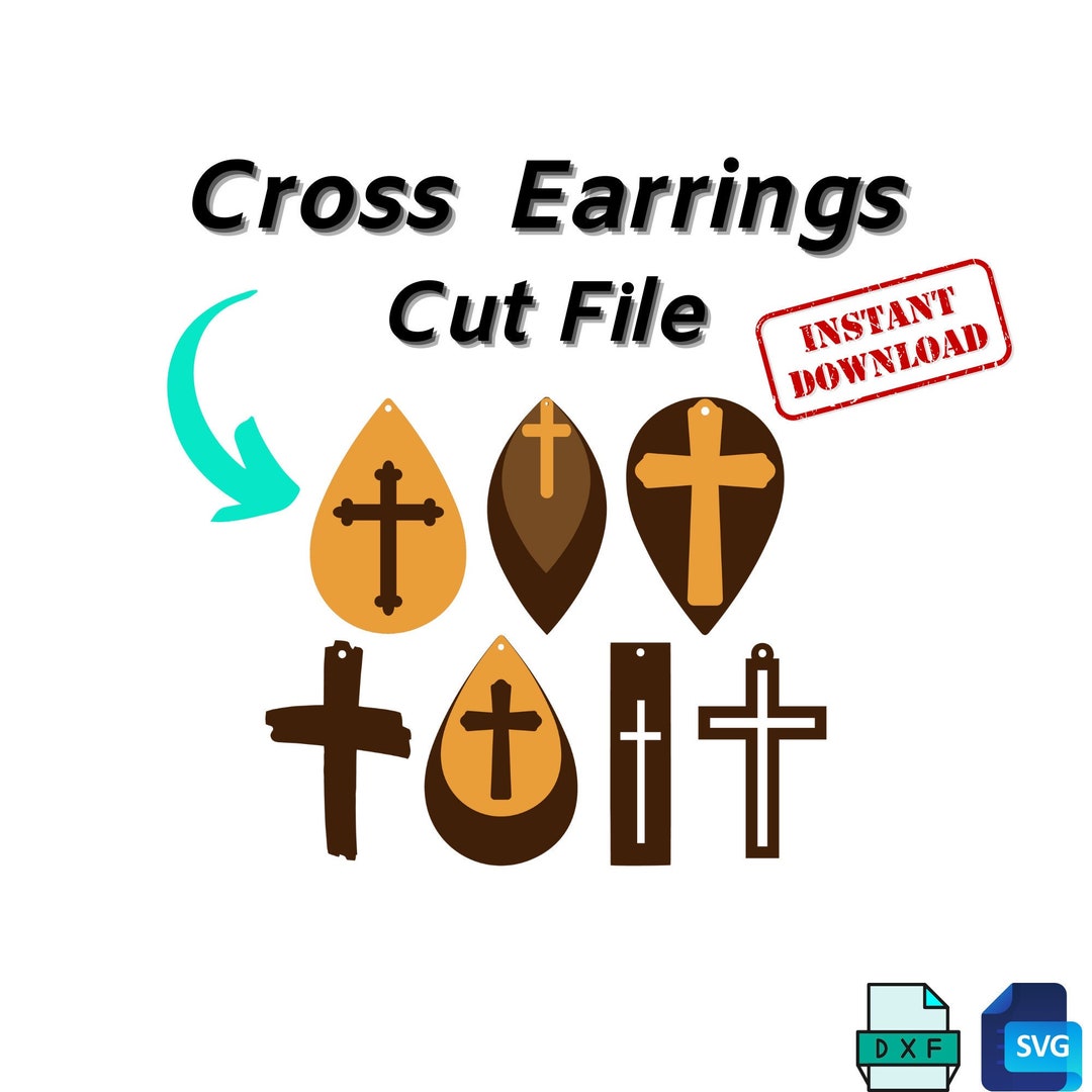 Cross Earrings Laser Cut File Cross Earrings File Bundle - Etsy