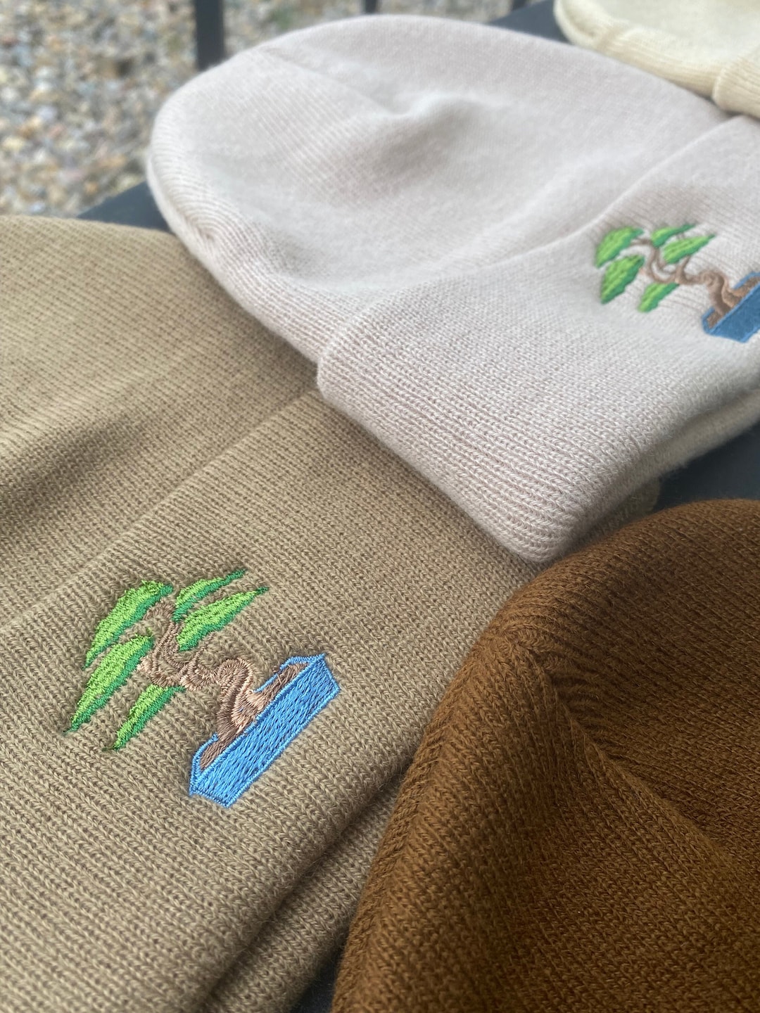 Embroidered Bonsai Tree Beanie, Cuffed Knit Cap for Men and Women Zen ...
