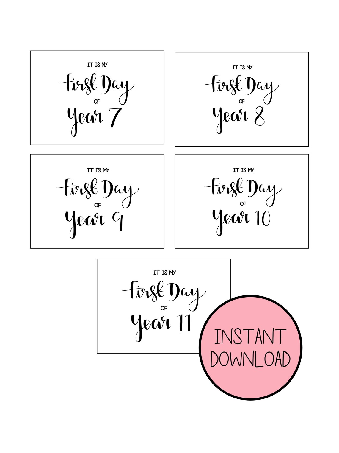 First Day of High School Printable Sign First Day of Year 7 - Etsy