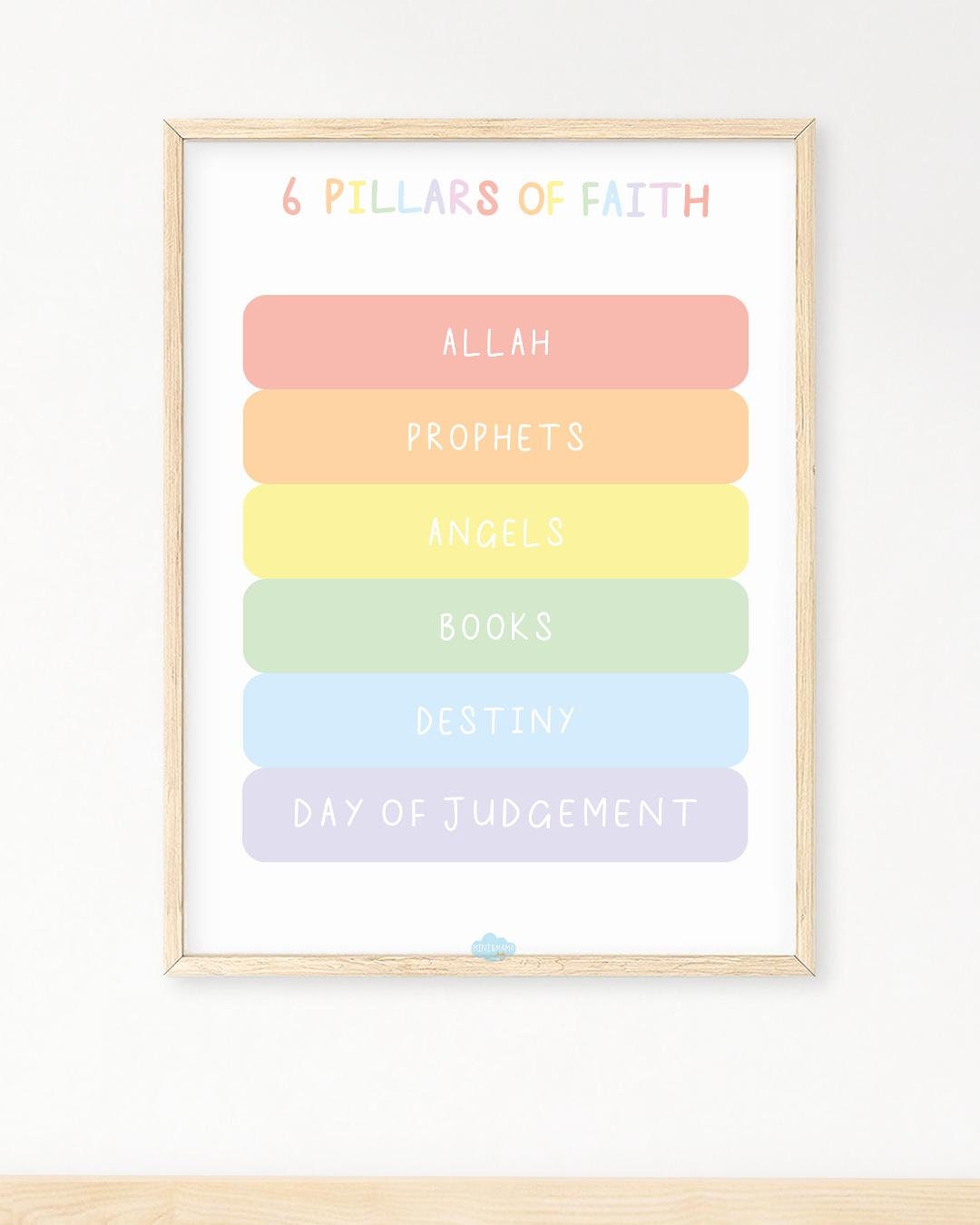 6 Pillars of Faith Islamic Childrens Print Children and Toddler Wall ...