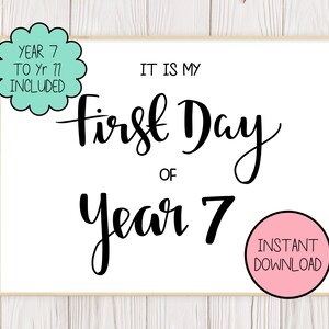 First Day of High School Printable Sign First Day of Year 7 - Etsy