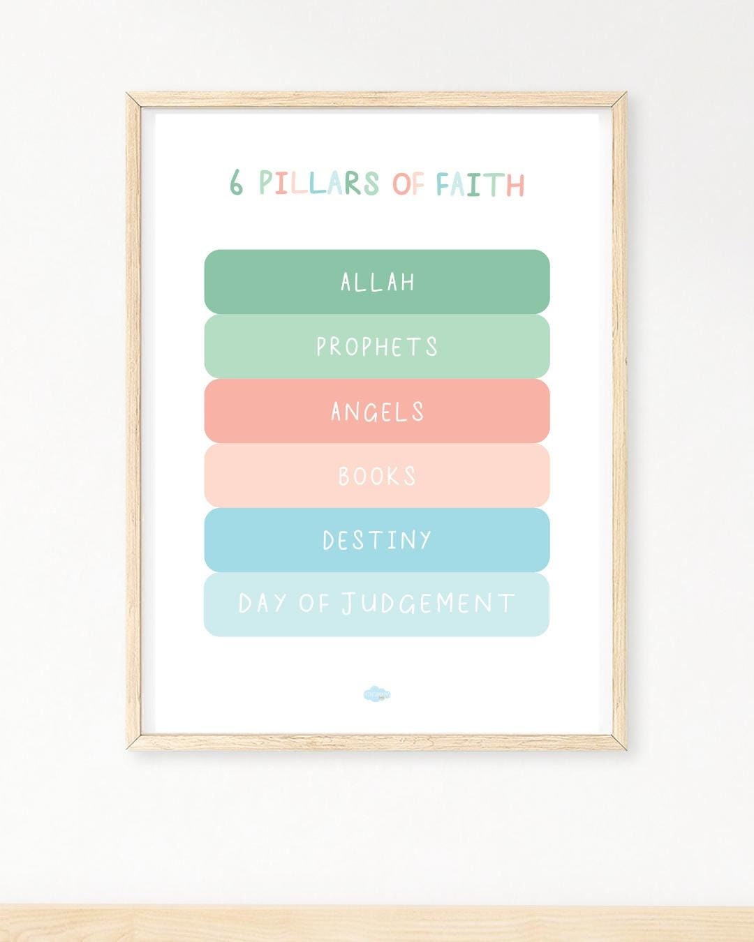 6 Pillars of Faith Islamic Childrens Print Children and Toddler Wall ...