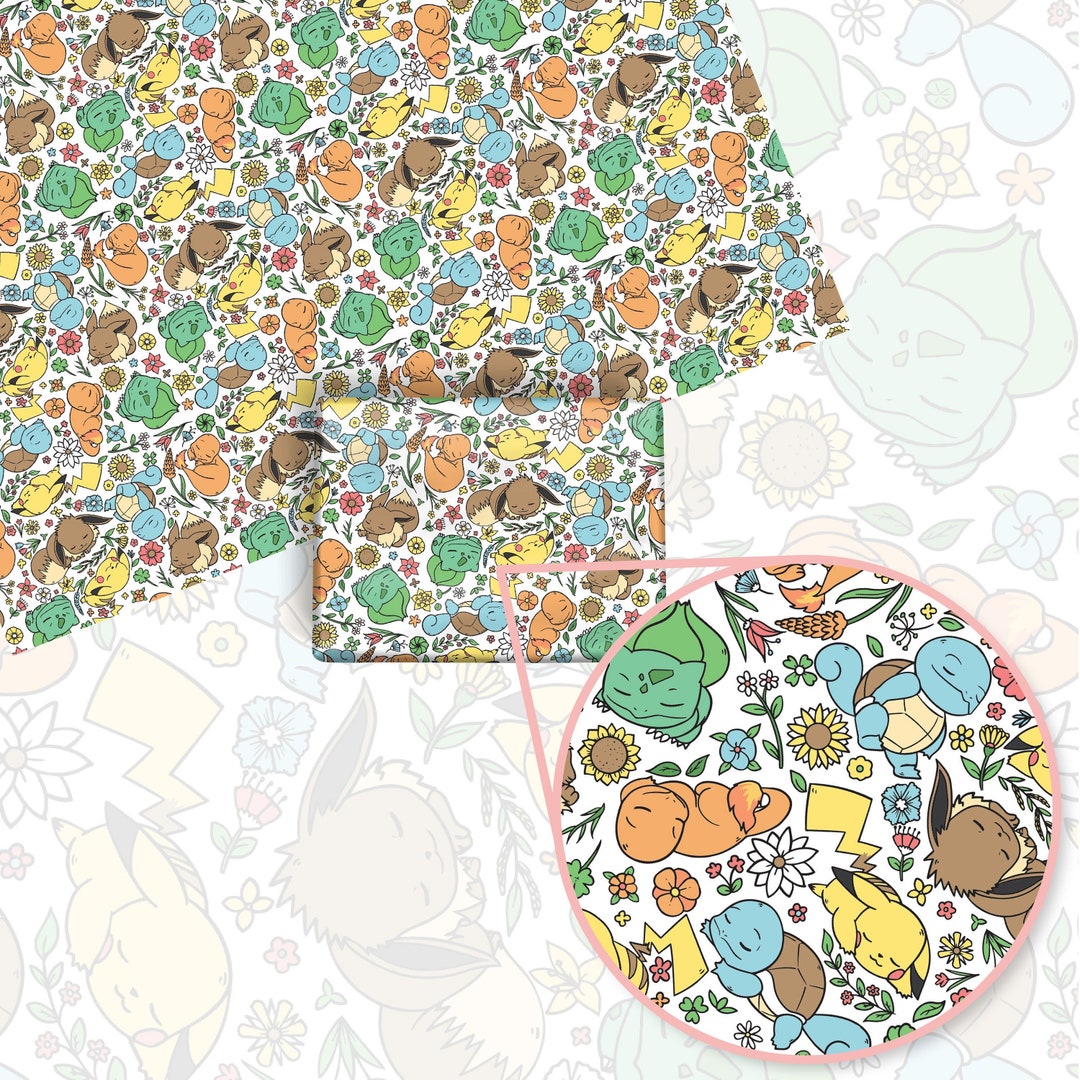 Starter Charmander Squirtle Bulbasaur Pikachu Eevee Wrapping Paper ...