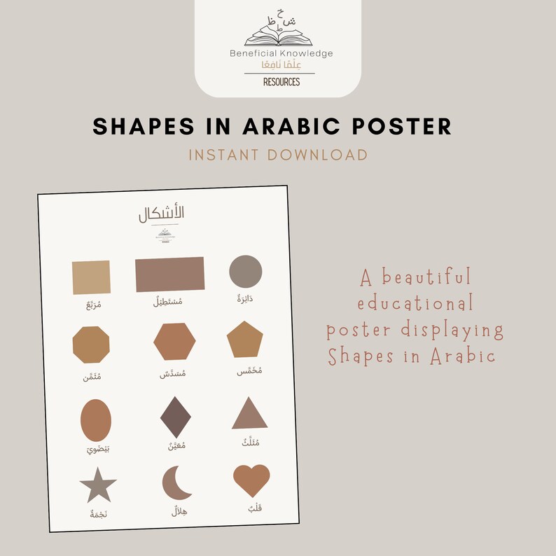 Shapes in Arabic Poster - Etsy