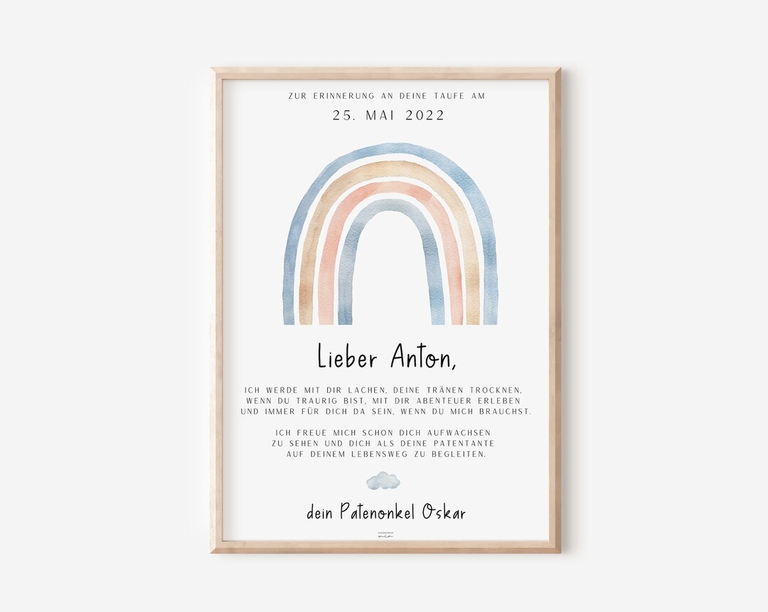 Godparent Letter for Godchild Rainbow Gift for Baptism From Godparents ...