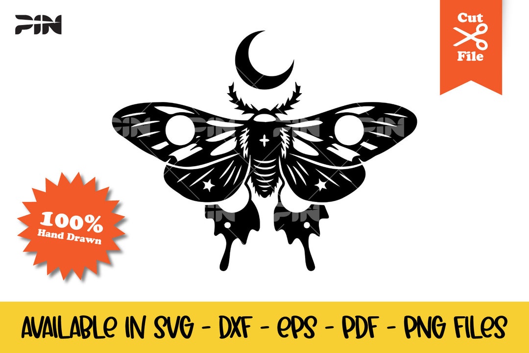 Mythical Moth SVG Illustration 5, Single Flat Design SVG File, Insect ...