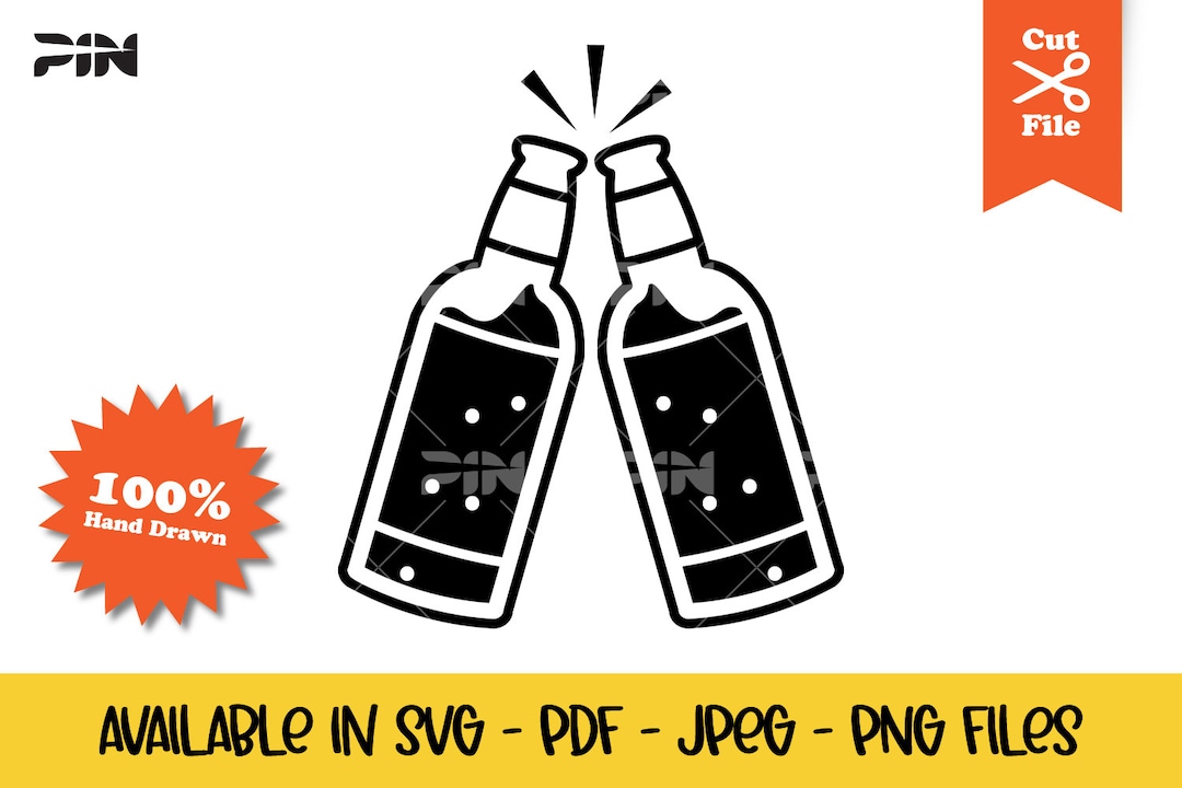 Beer Bottle SVG Illustration: Single Flat Design SVG File, Drink Icon ...