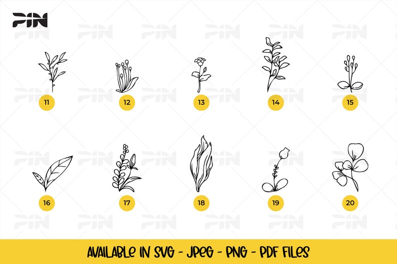 Flower Outlines SVG Bundle, SVG Files, Flower Designs, Outline Art ...