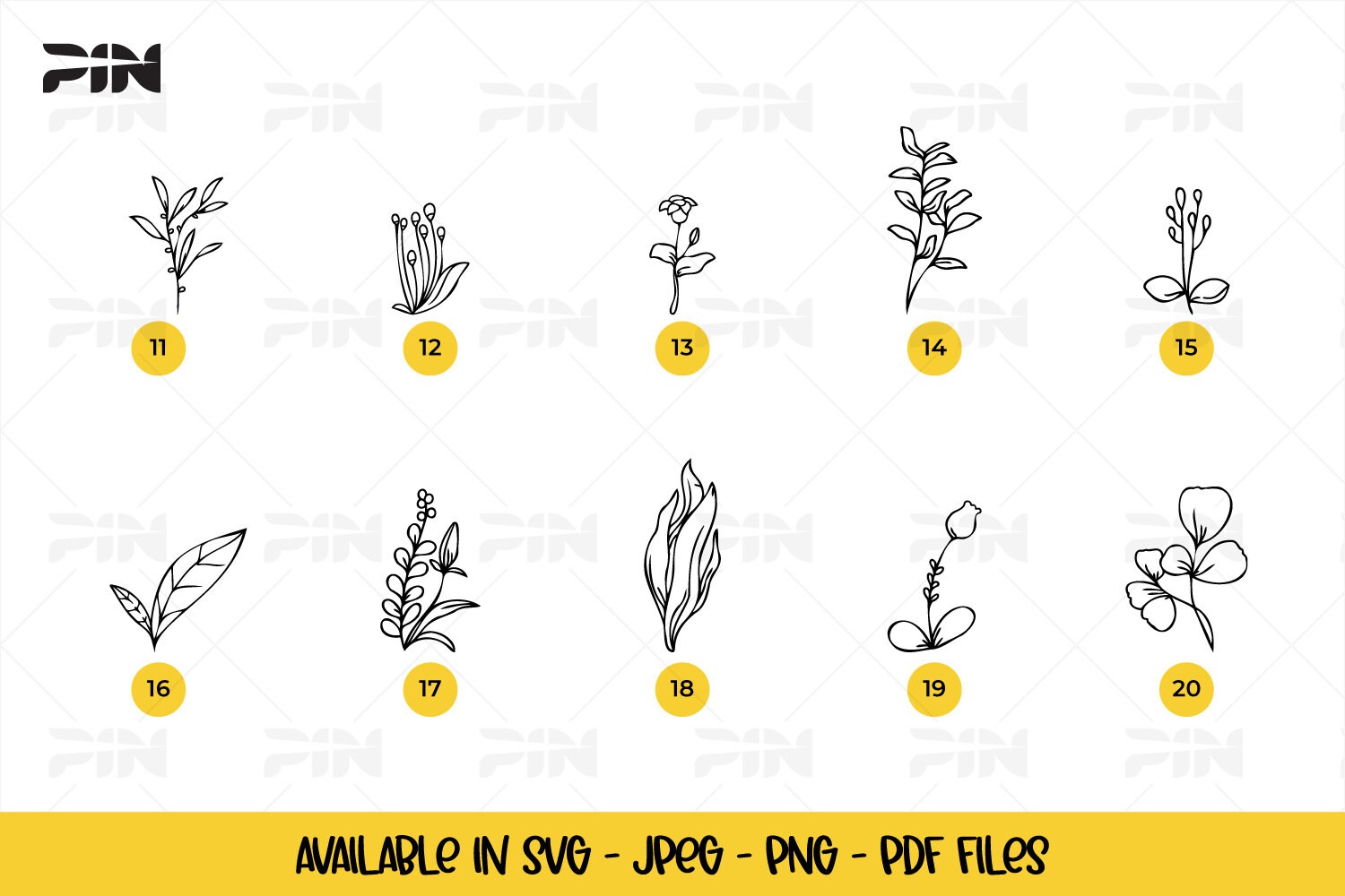 Flower Outlines SVG Bundle, SVG Files, Flower Designs, Outline Art ...