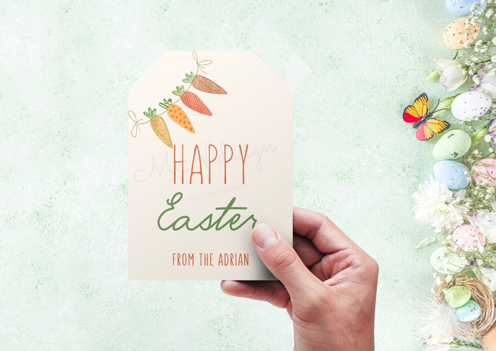 Personalized Editable Easter Bunny Gift Tag, Printable Carrots Easter ...